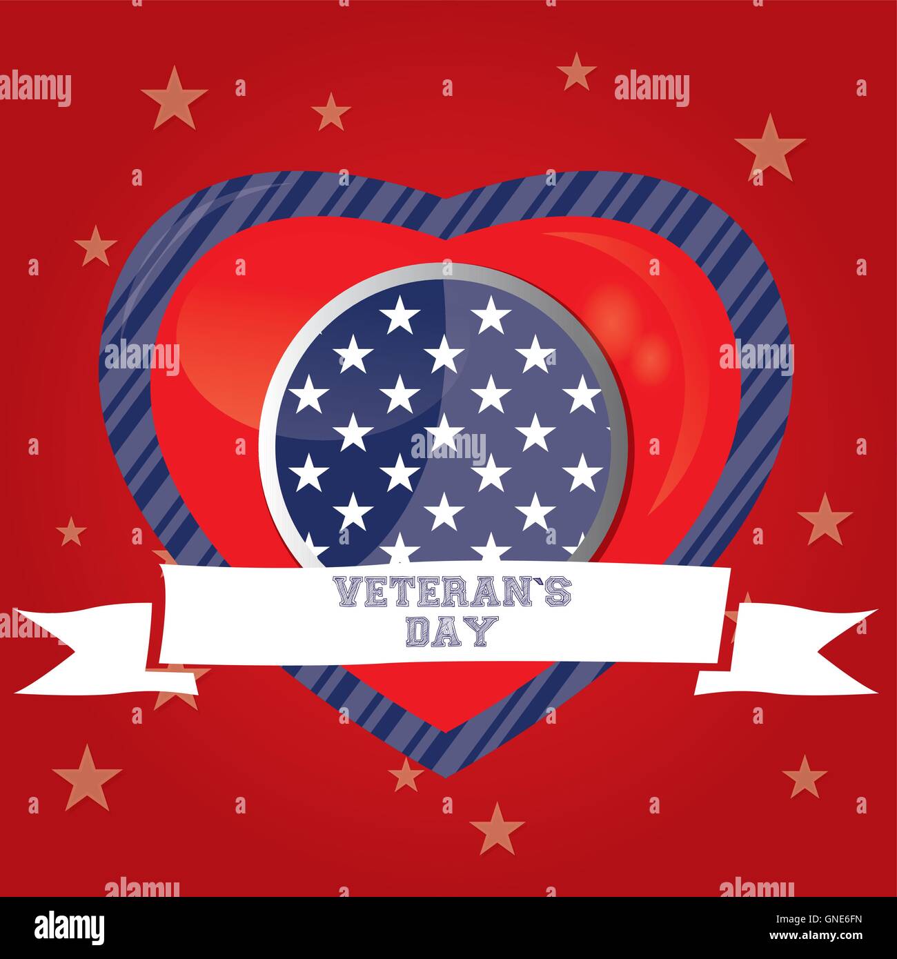 Veteran's day background with a heart and a ribbon, Vector illustration ...
