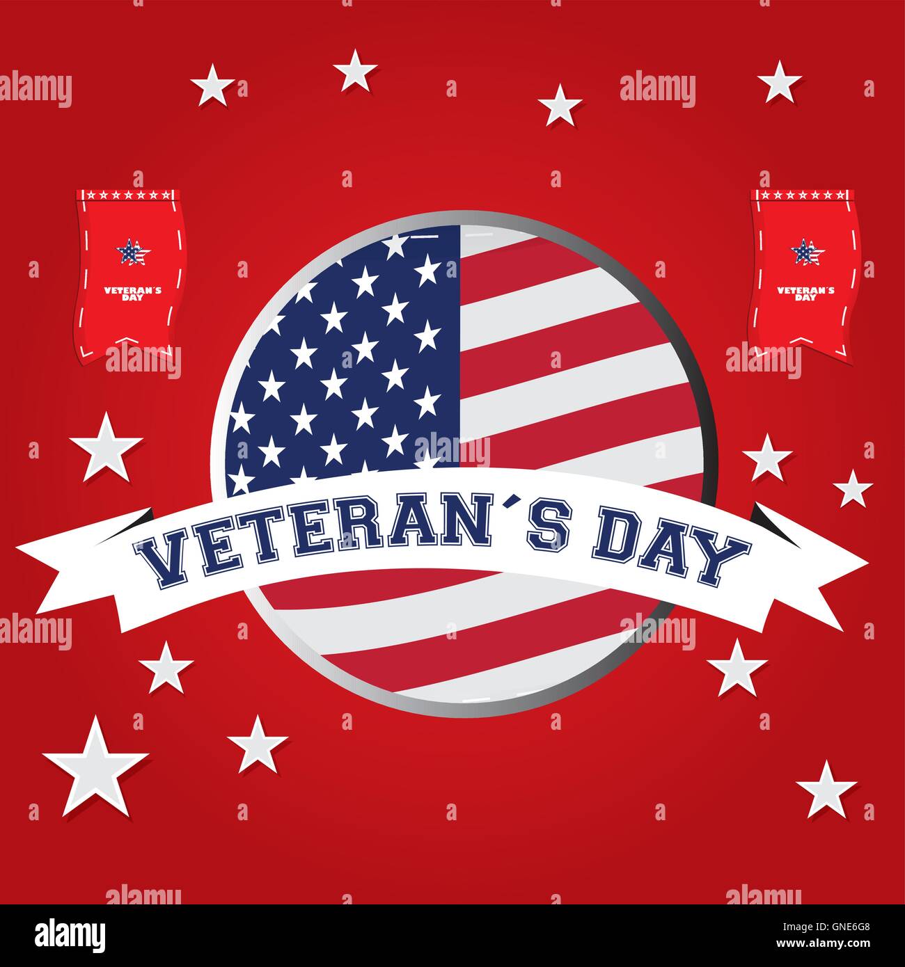 Veteran's day background with an isolated american label, Vector ...