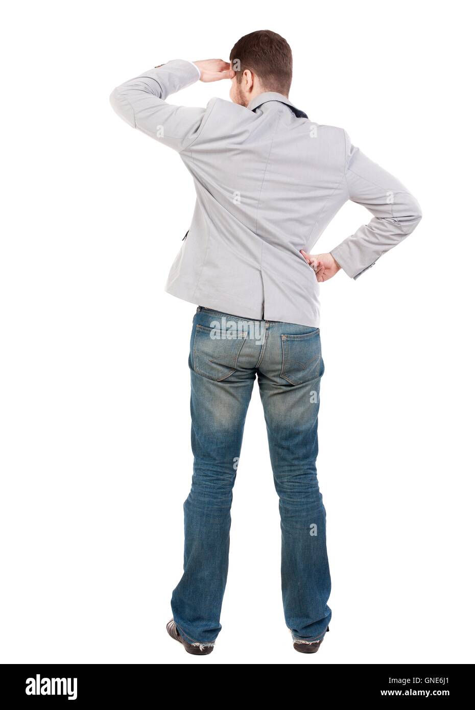 back view of Business man looks Stock Photo - Alamy