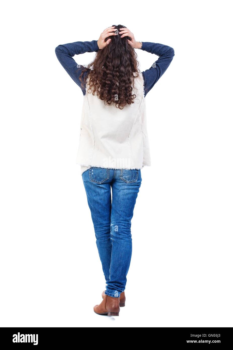 back view of standing young beautiful woman Stock Photo - Alamy