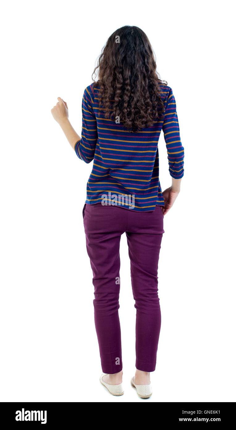 back view of standing young beautiful woman Stock Photo - Alamy