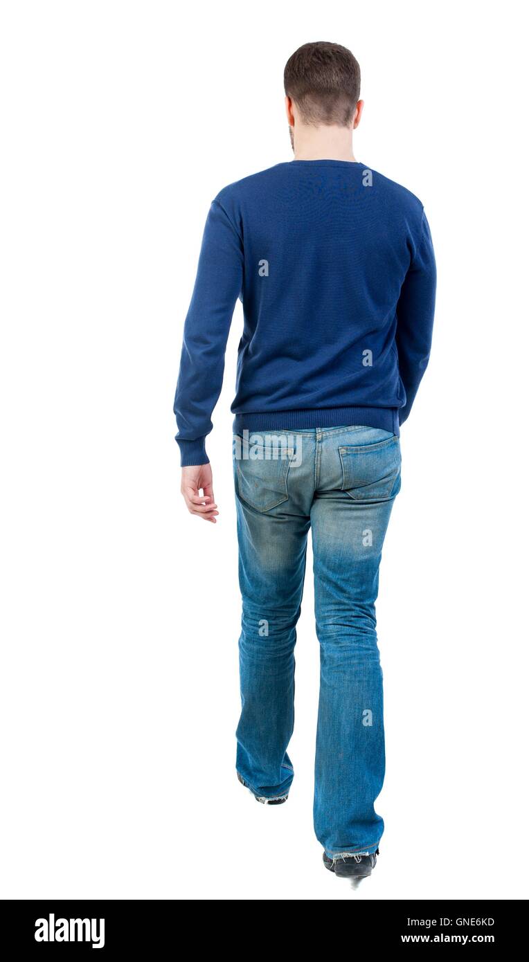 Back view of going handsome man Stock Photo - Alamy