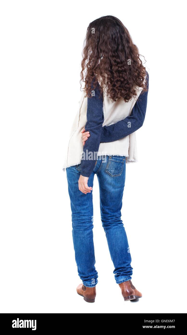 back view of standing young beautiful woman Stock Photo - Alamy