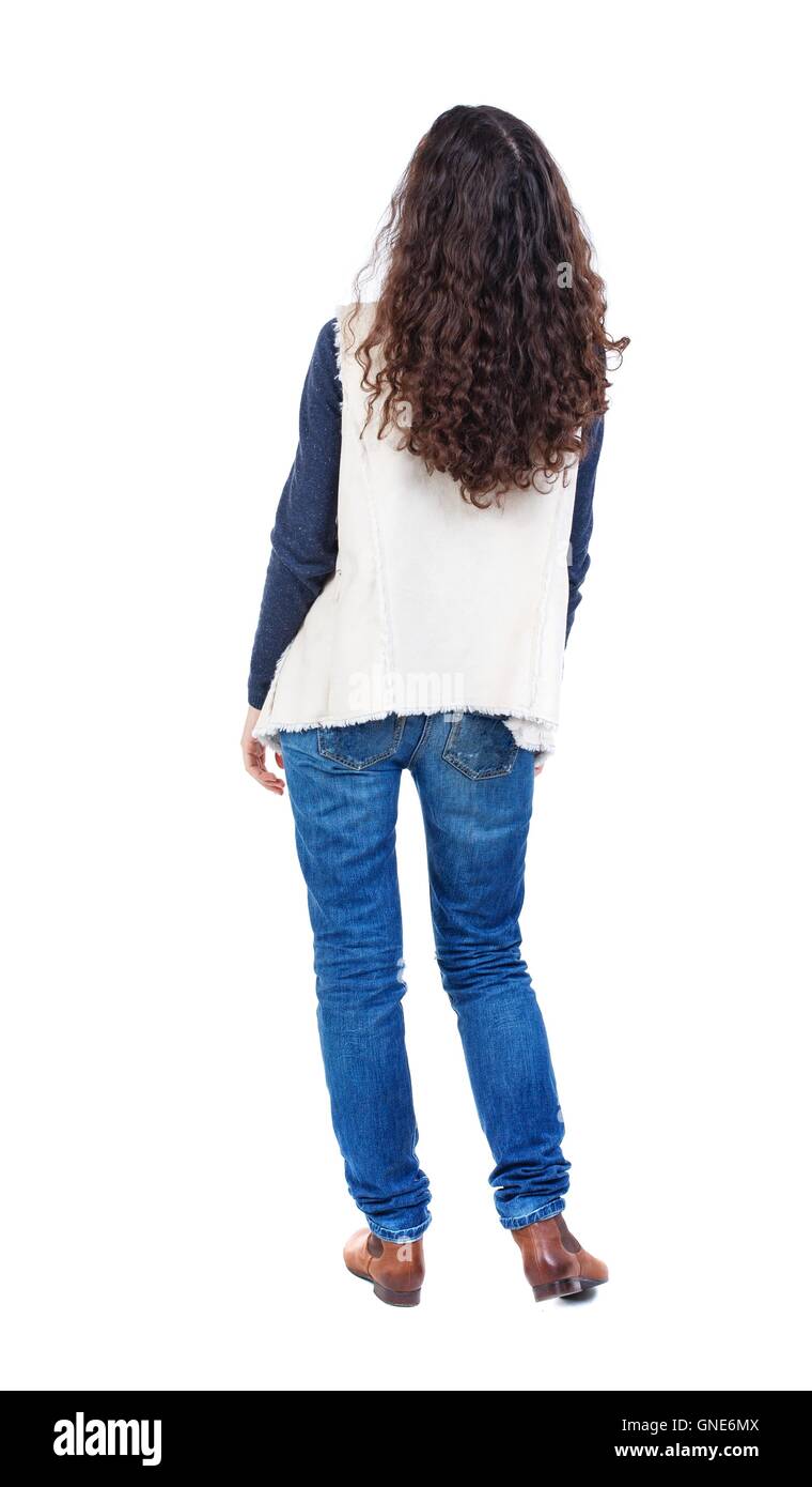 back view of standing young beautiful woman Stock Photo - Alamy