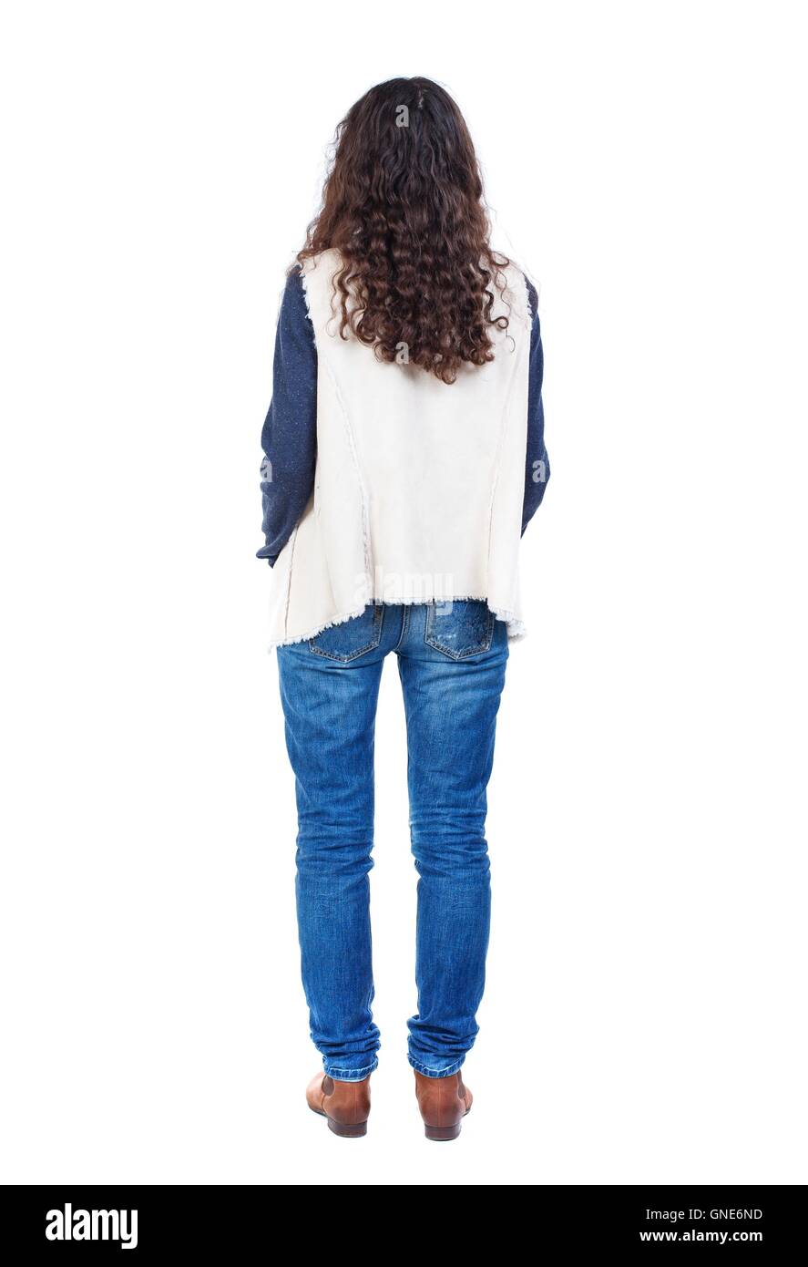 back view of standing young beautiful woman Stock Photo - Alamy
