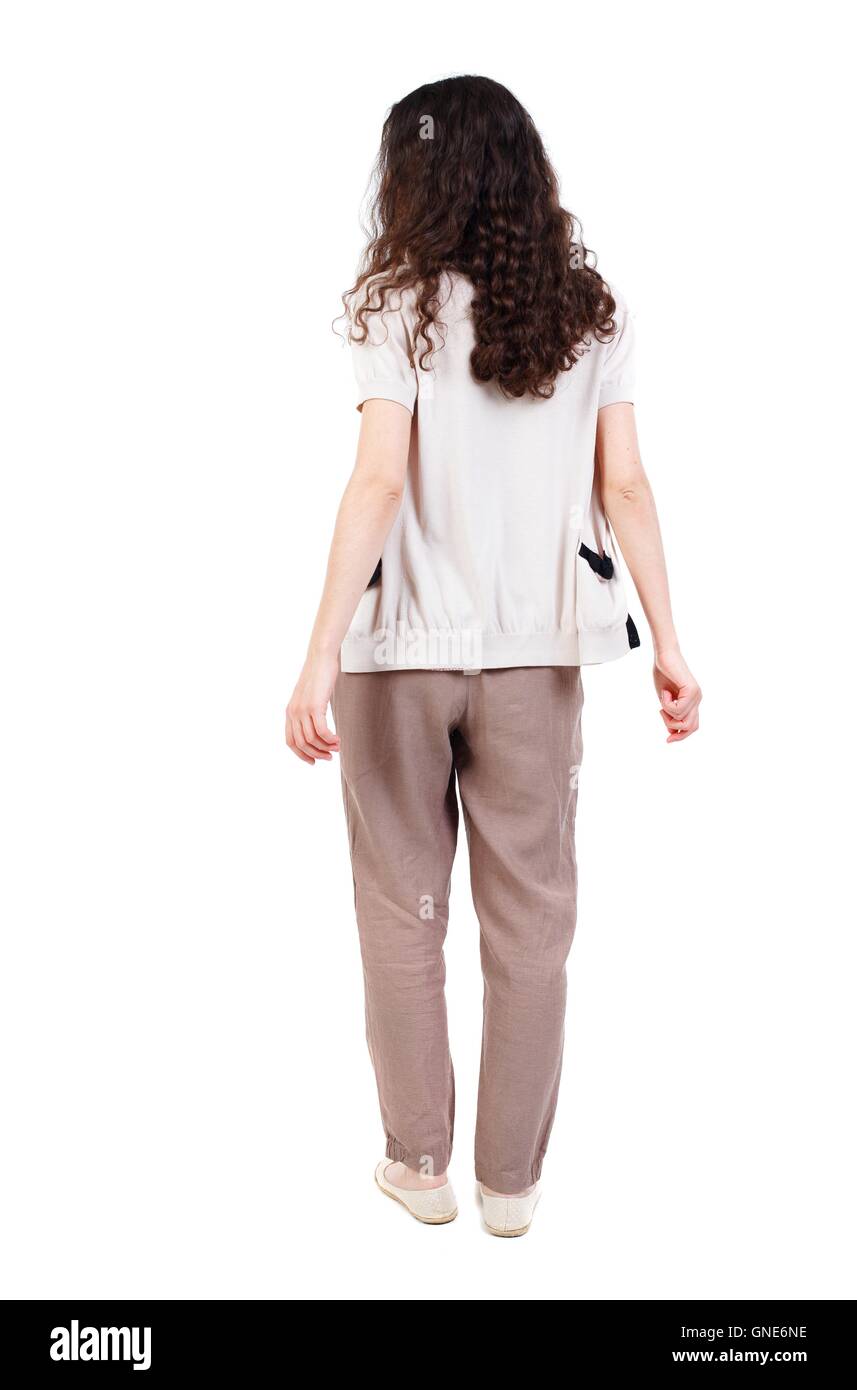 back view of standing young beautiful woman Stock Photo - Alamy