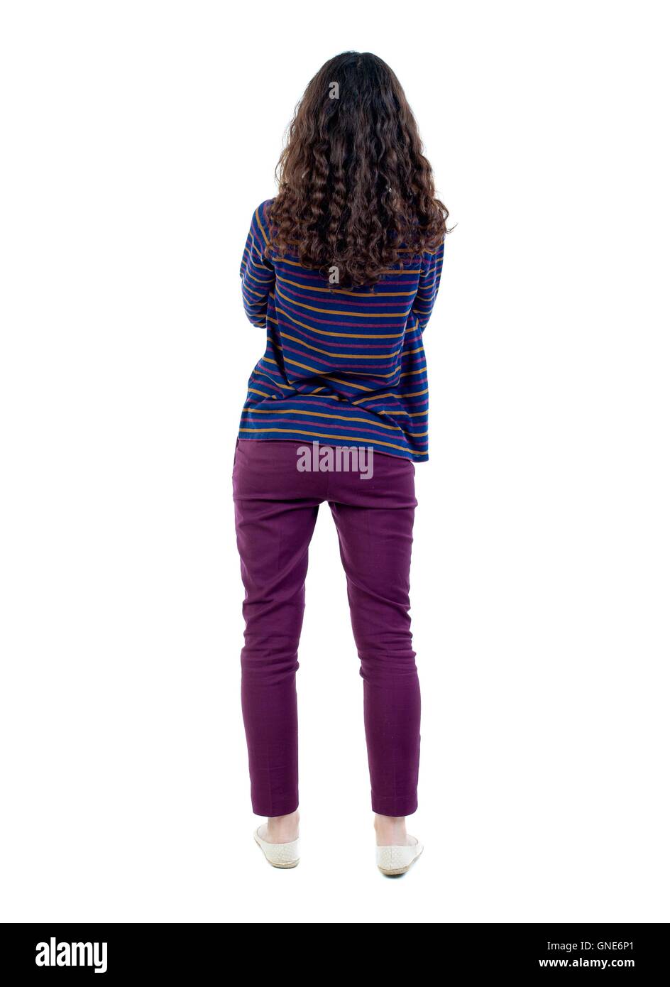 back view of standing young beautiful woman Stock Photo - Alamy