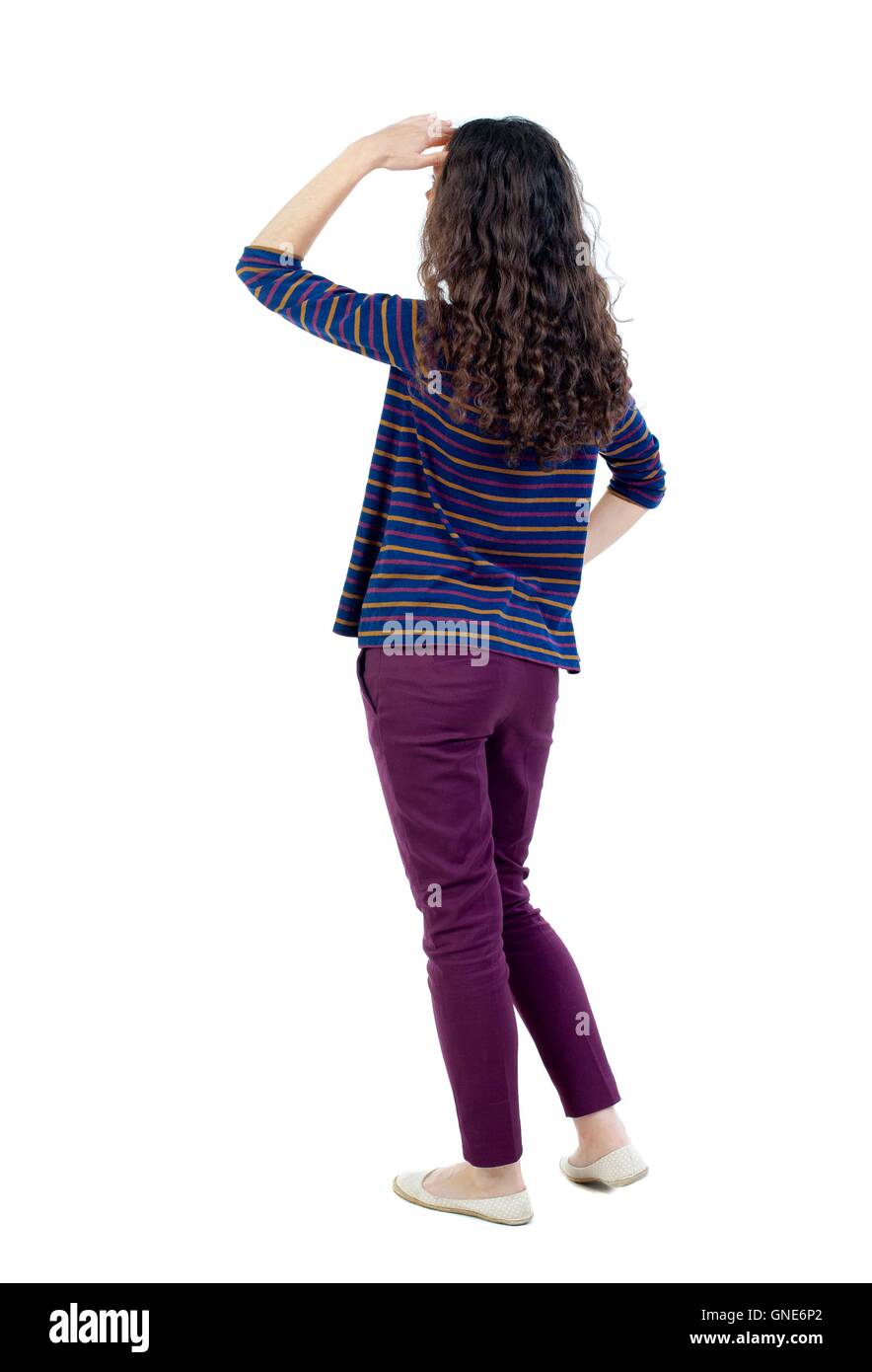 back view of standing young beautiful woman Stock Photo - Alamy