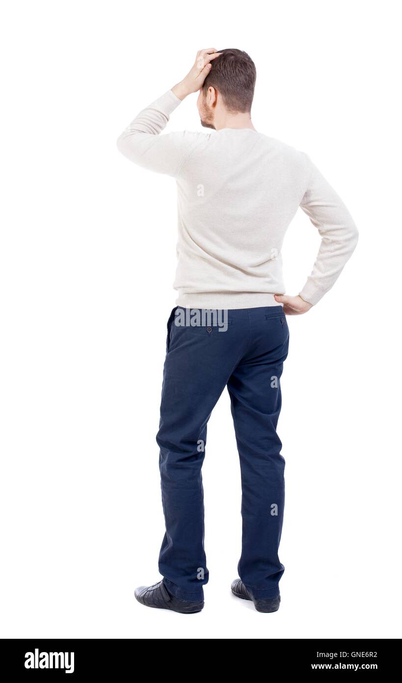 Back view of man . Standing young guy Stock Photo - Alamy