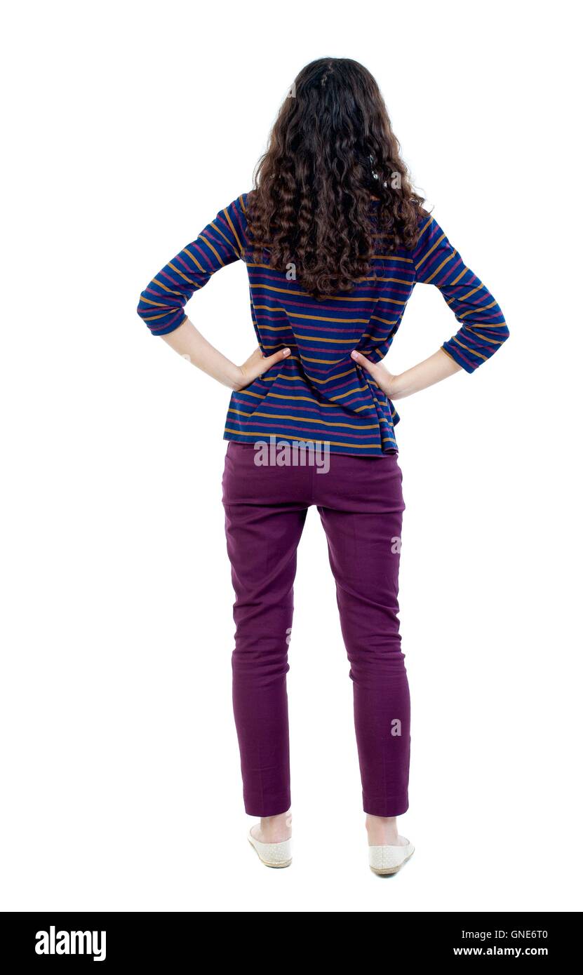 back view of standing young beautiful woman Stock Photo - Alamy