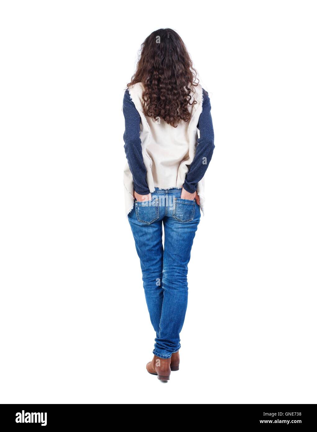 back view of standing young beautiful woman Stock Photo - Alamy