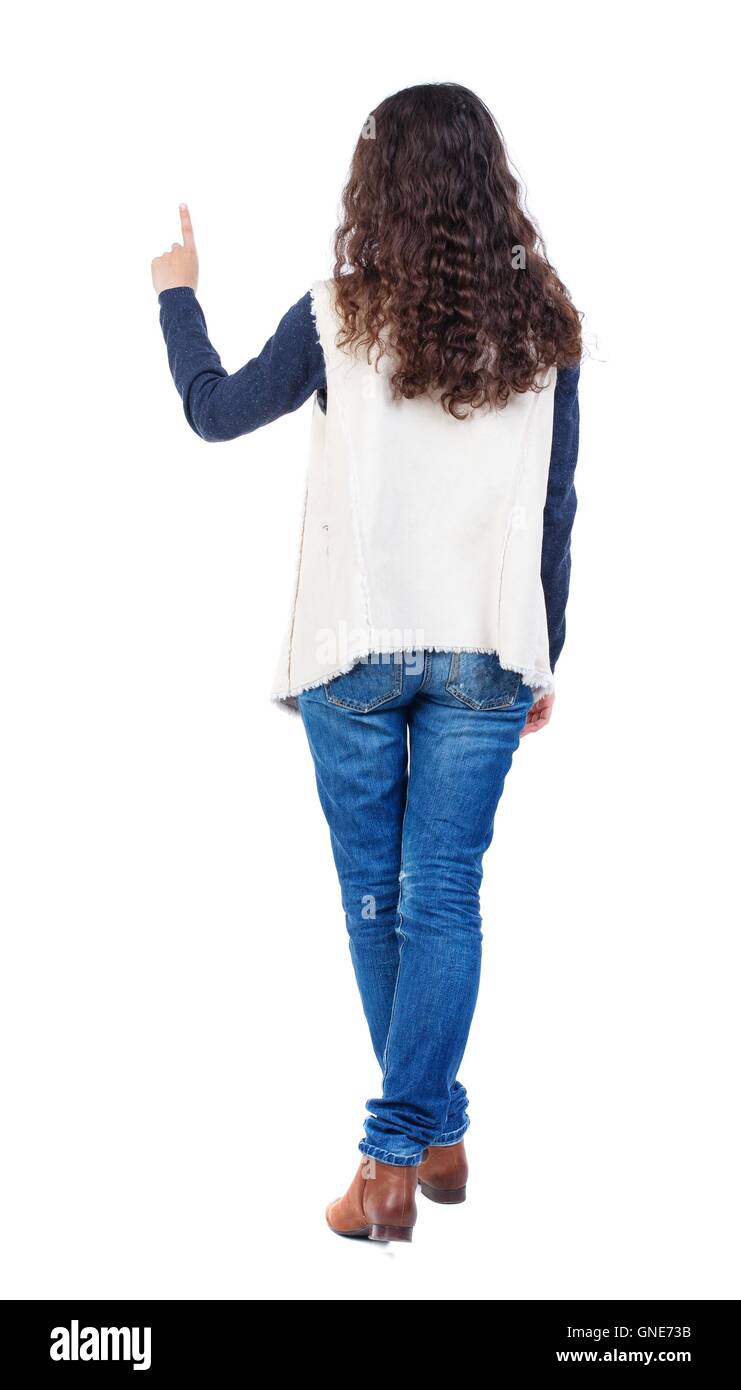 Back view of woman thumbs up Stock Photo - Alamy