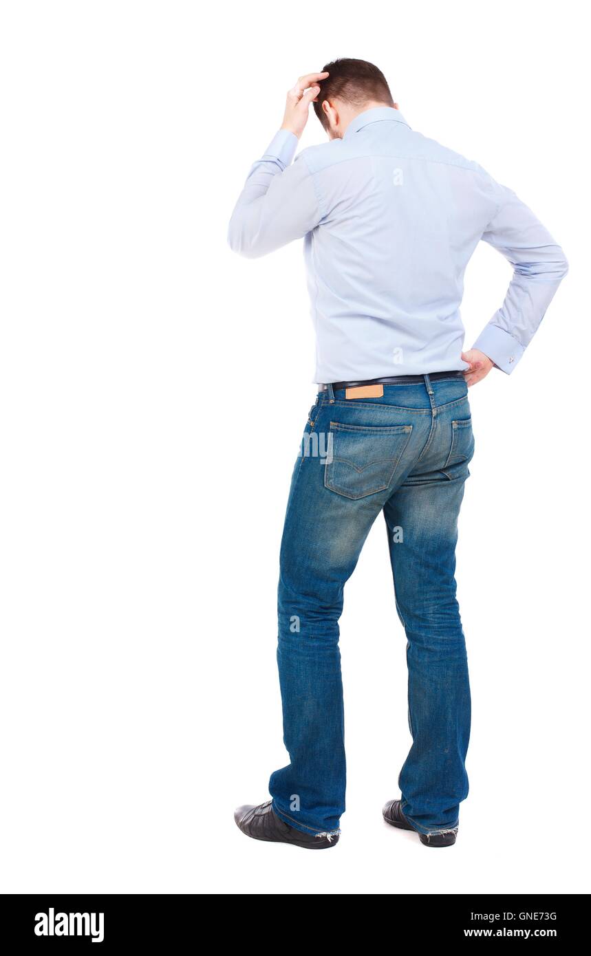 Back view of man . Standing young guy Stock Photo - Alamy