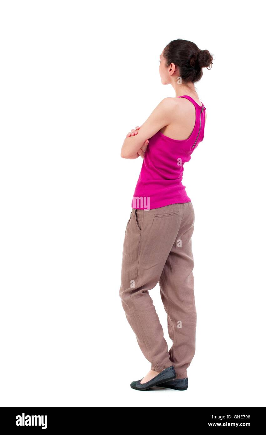 back view of standing young beautiful woman Stock Photo - Alamy
