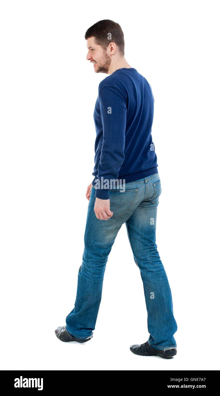 Back view of going handsome man Stock Photo - Alamy