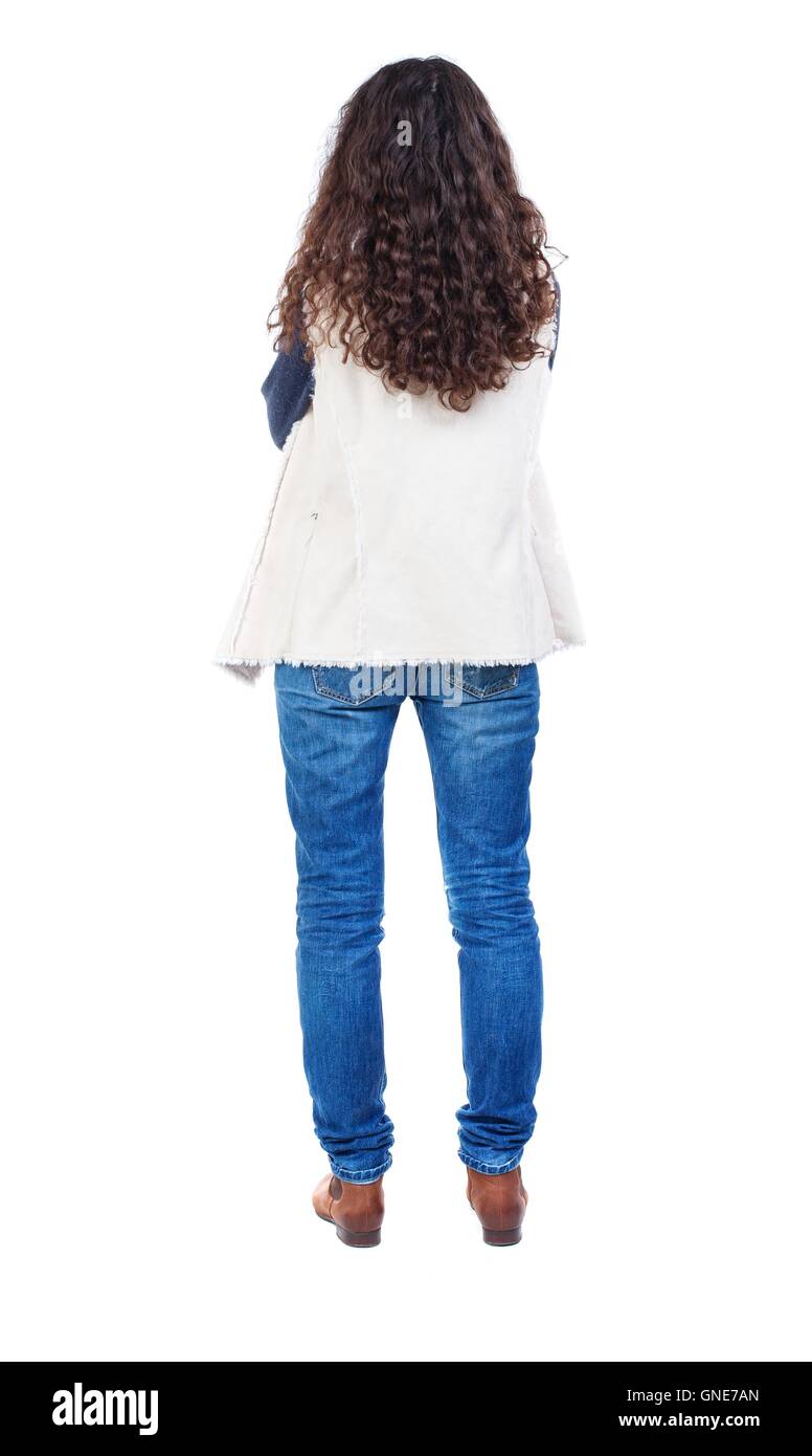 back view of standing young beautiful woman Stock Photo - Alamy