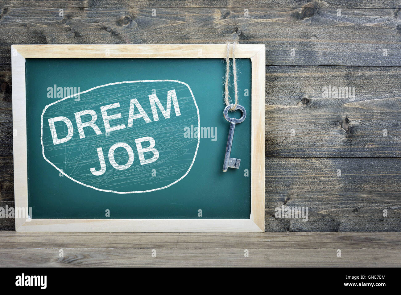 Dream Job text on school board and old key Stock Photo - Alamy