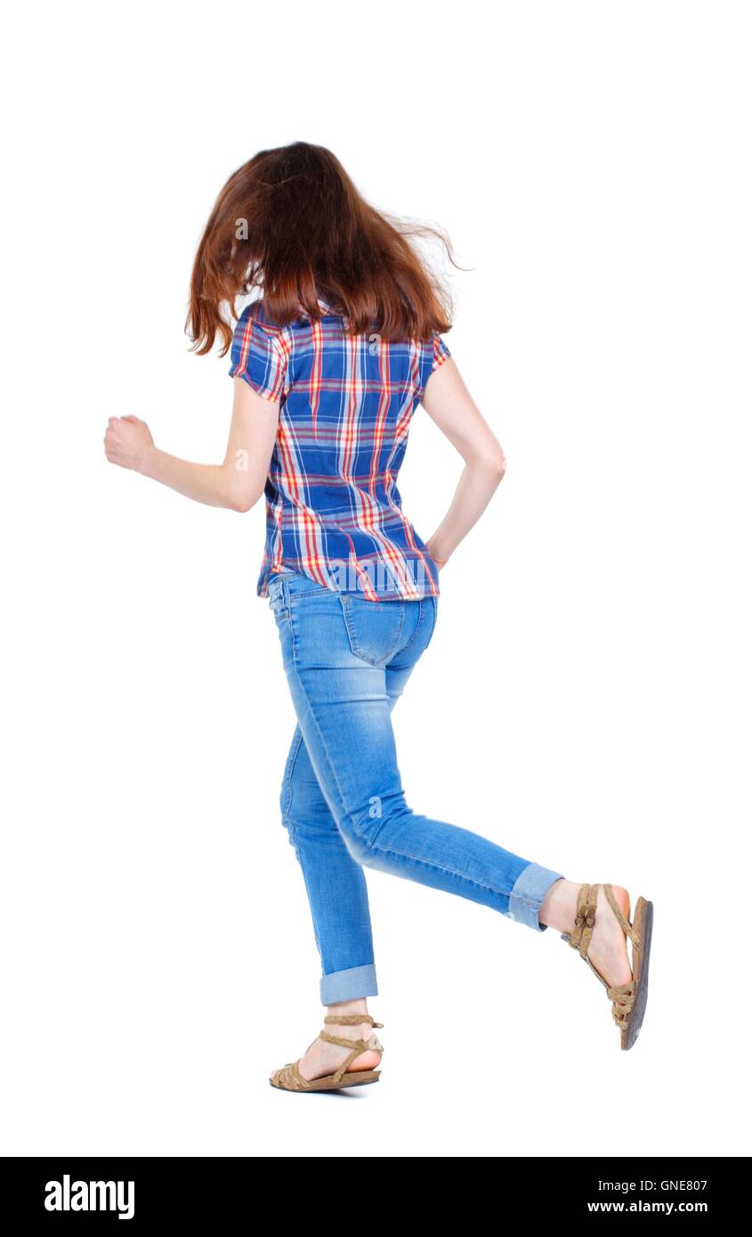 back view of running woman Stock Photo - Alamy