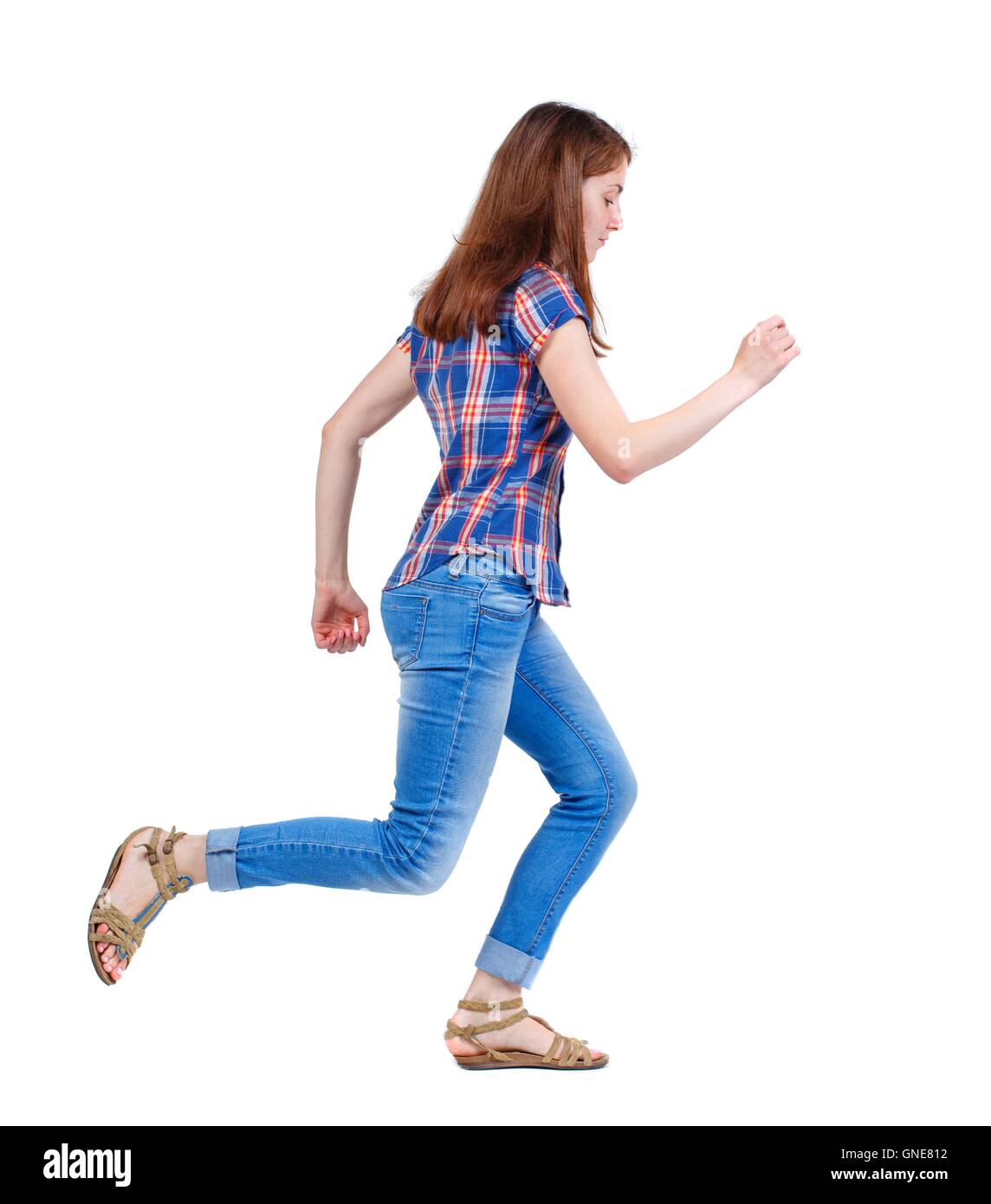 side view of running woman Stock Photo - Alamy