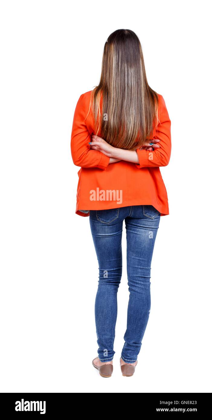 back view of standing young beautiful woman Stock Photo - Alamy