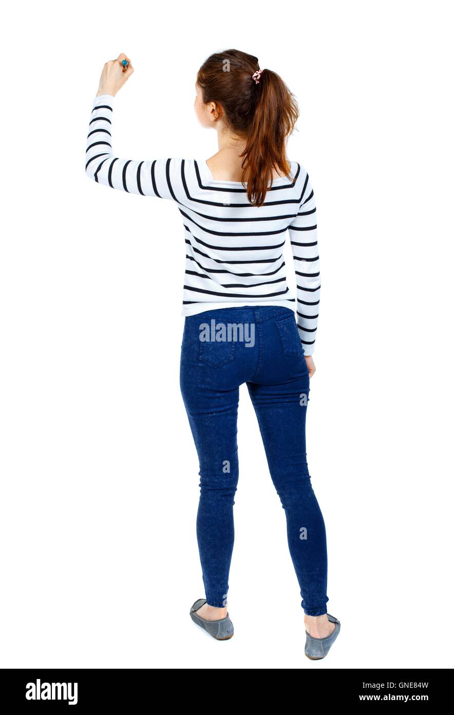 back view of writing beautiful woman Stock Photo - Alamy