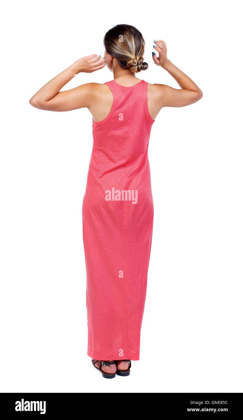 back view of standing young beautiful woman Stock Photo - Alamy