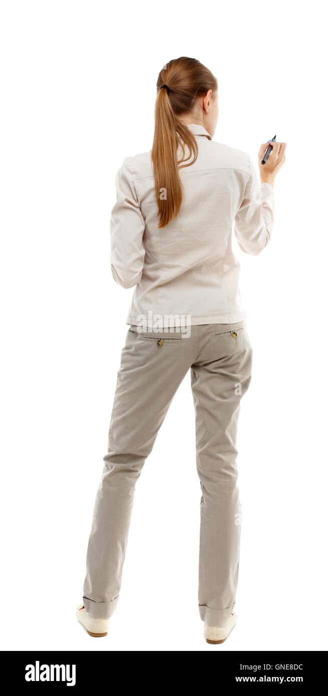 back view of writing beautiful woman Stock Photo - Alamy