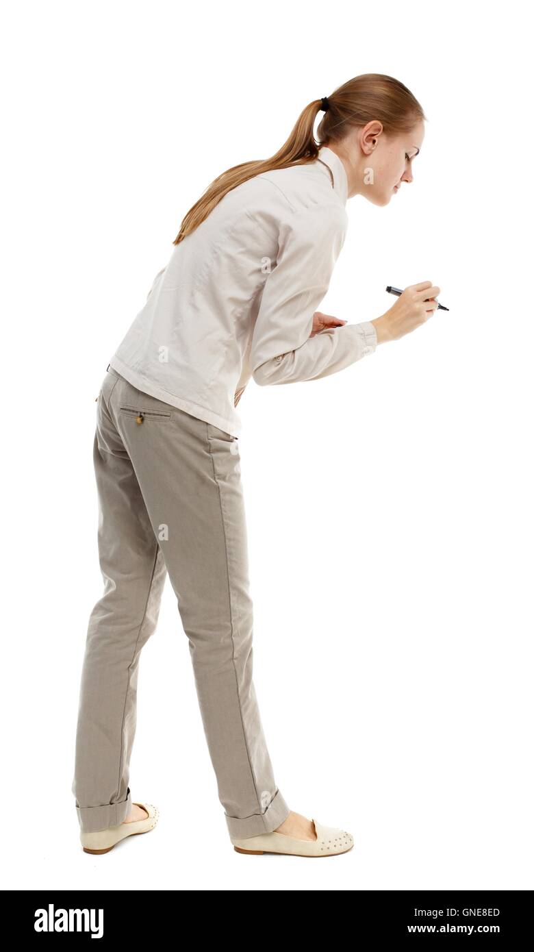 back view of writing beautiful woman Stock Photo - Alamy