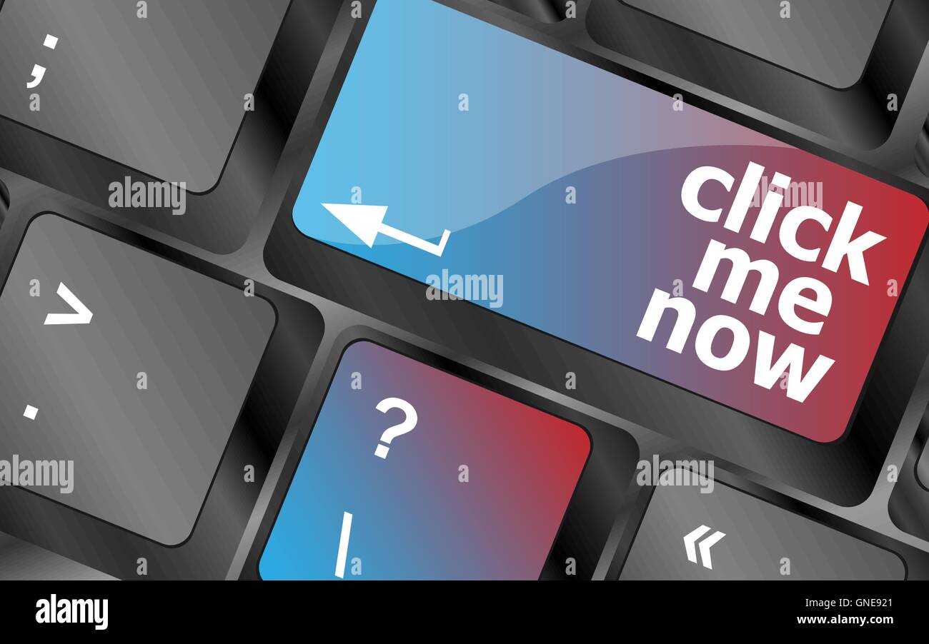 Keyboard with click me now button, internet concept . keyboard keys ...