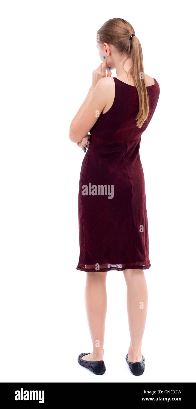 back view of standing young beautiful woman Stock Photo - Alamy