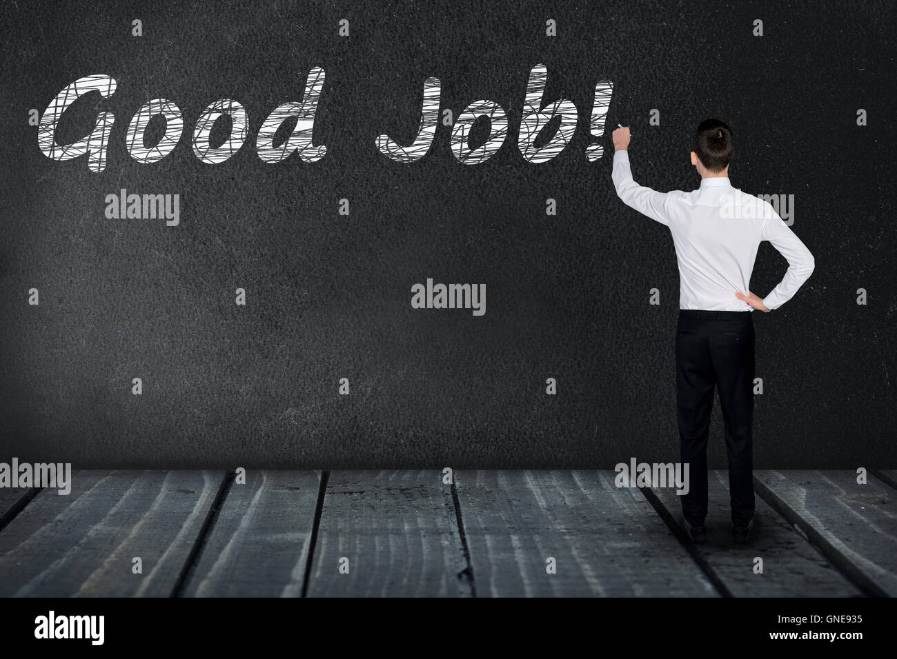 Good Job text write on black board Stock Photo - Alamy