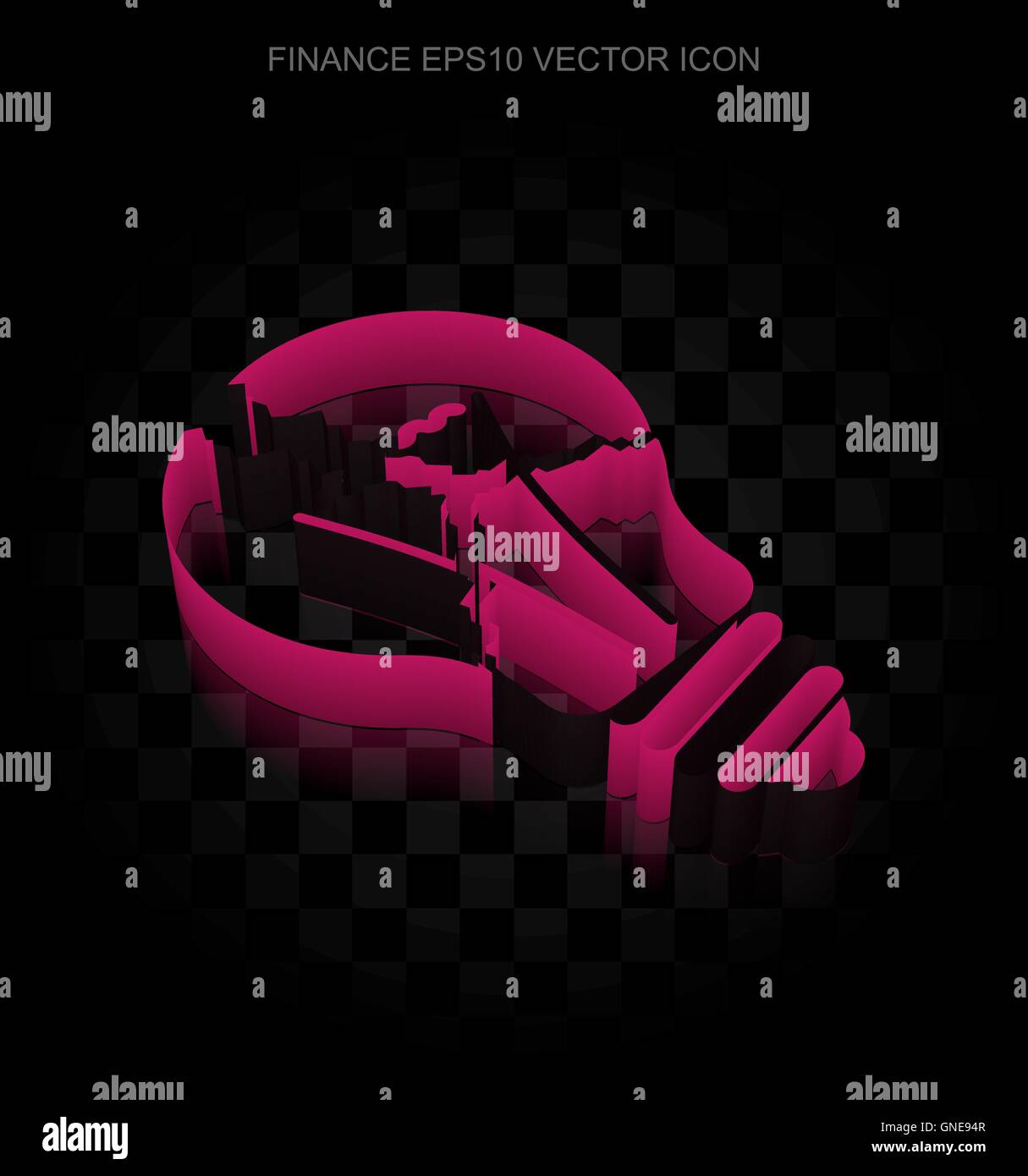 Finance icon: Crimson 3d Light Bulb made of paper, transparent shadow ...