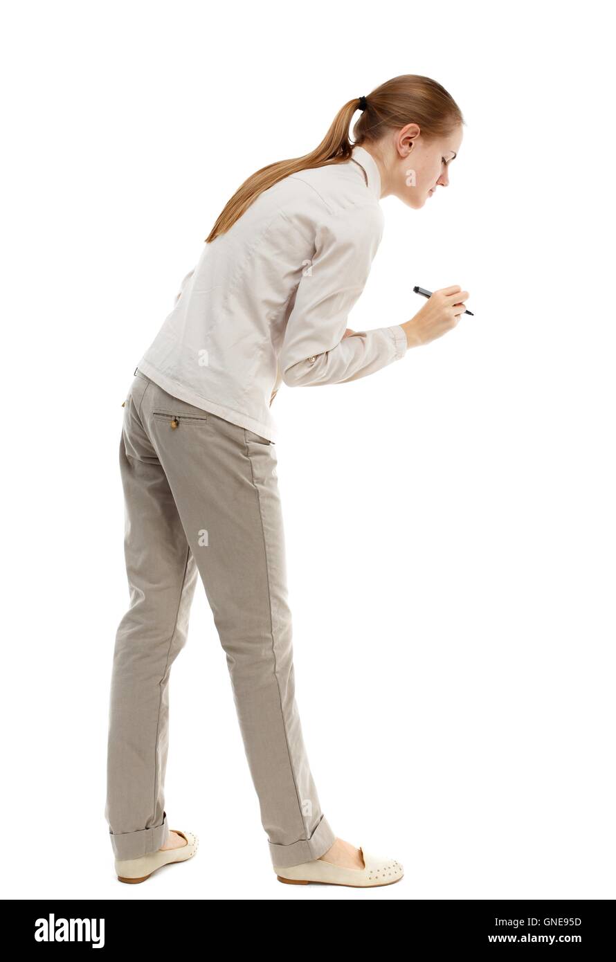 back view of writing beautiful woman Stock Photo - Alamy