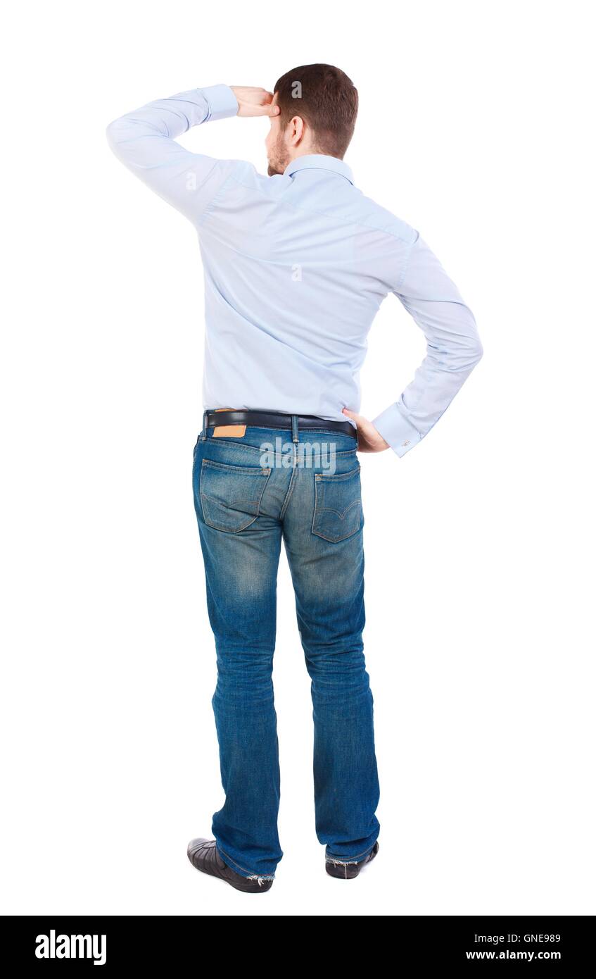 Back view of man . Standing young guy Stock Photo - Alamy