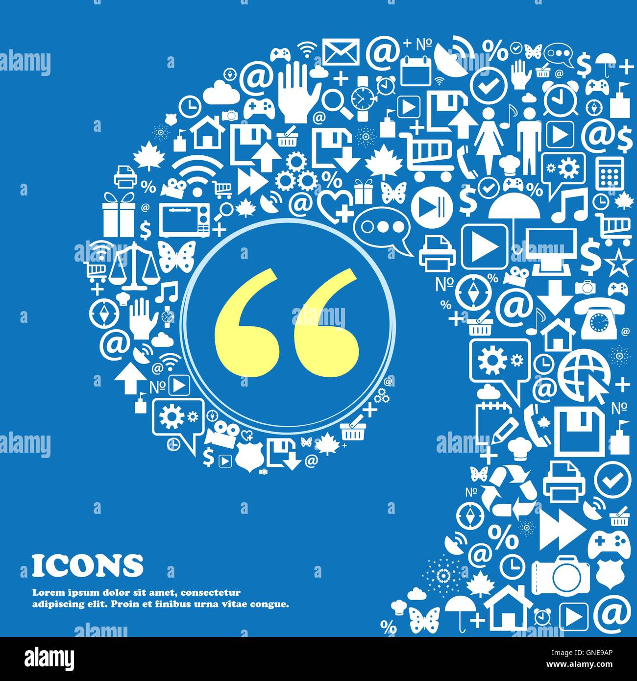 Double quotes at the beginning of words sign symbol. Nice set of ...