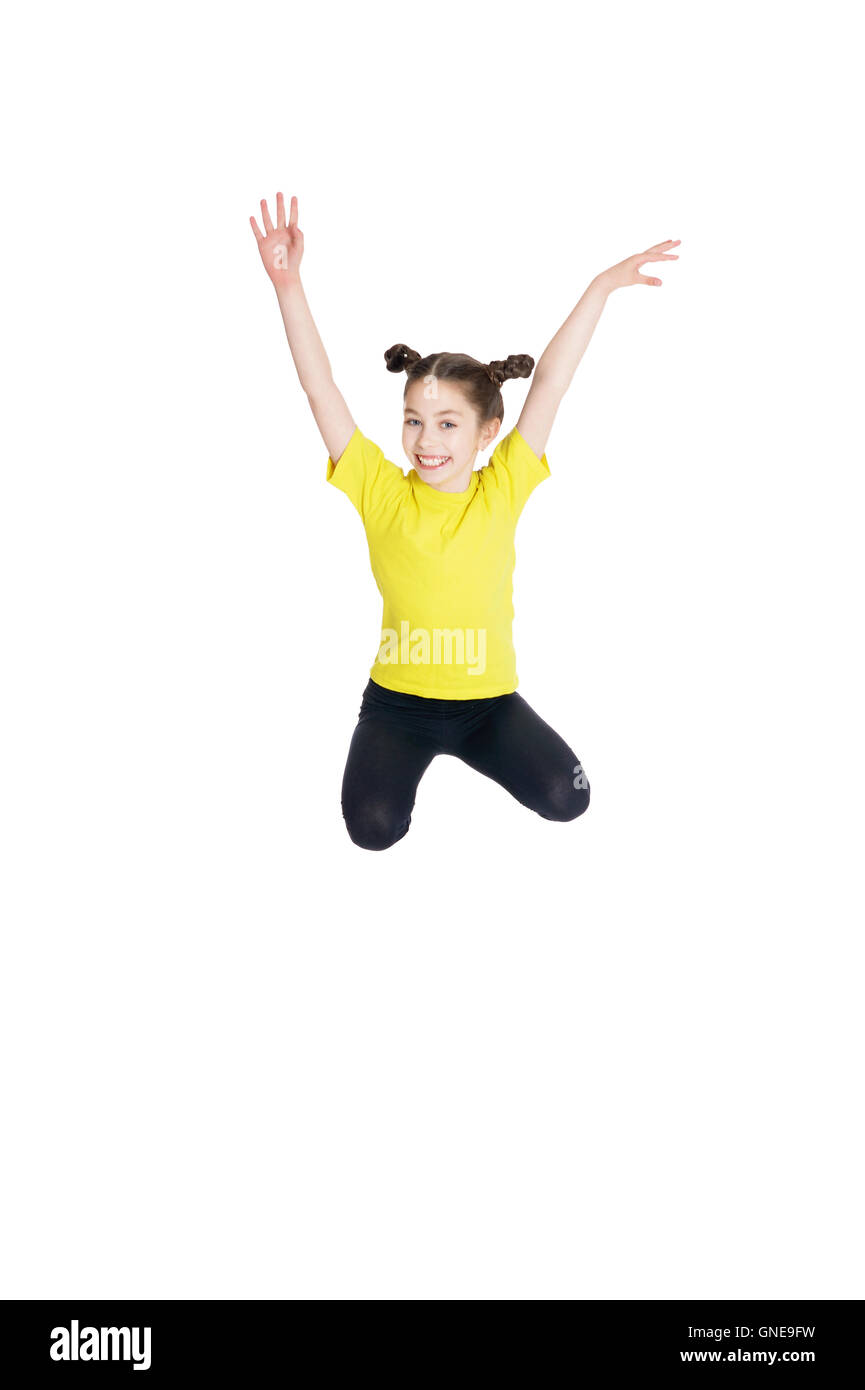 portrait of cute little girl jumping Stock Photo - Alamy