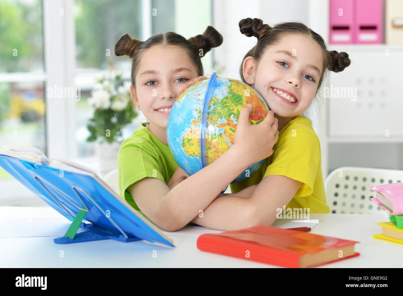 portrait of Cute girls on lesson Stock Photo - Alamy