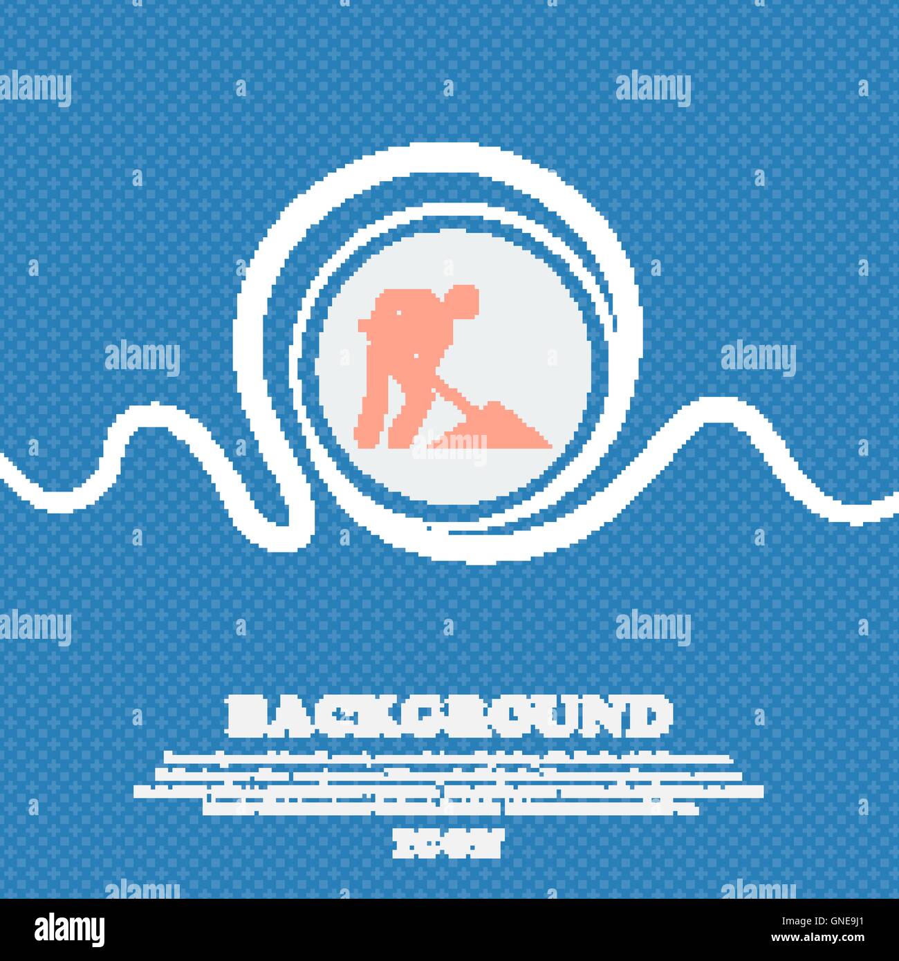 repair of road, construction work sign icon. Blue and white abstract ...