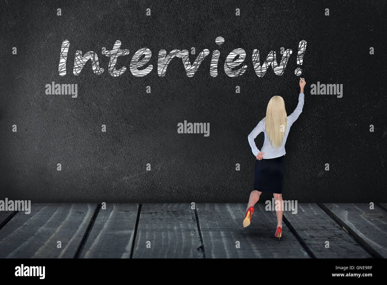 Interview text write on black board Stock Photo - Alamy