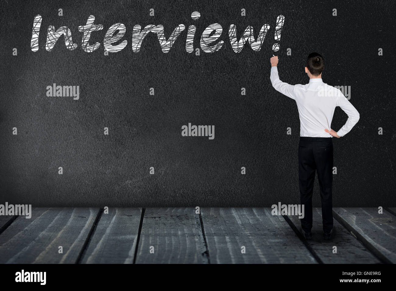 Interview text write on black board Stock Photo - Alamy
