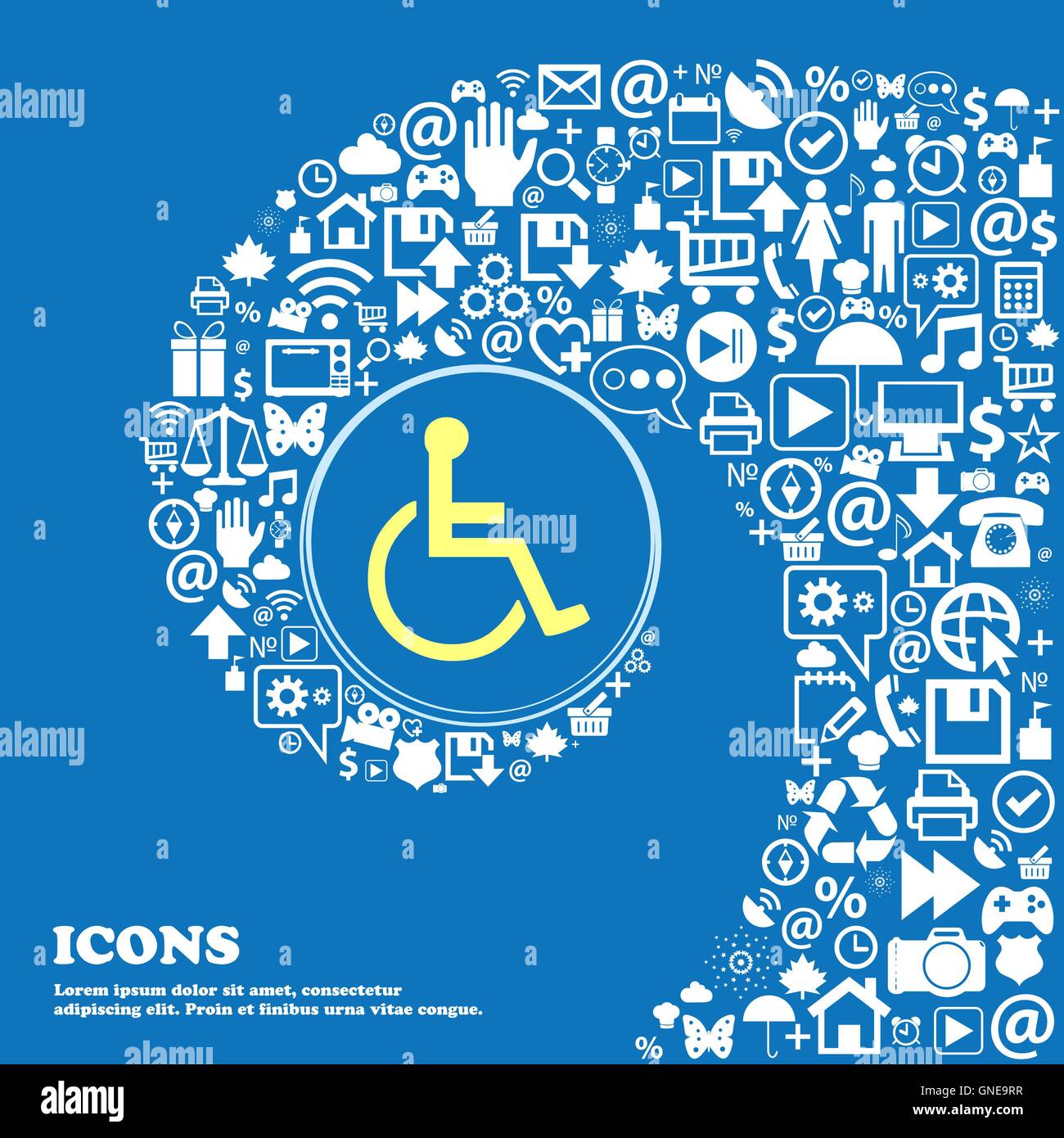 disabled sign symbol. Nice set of beautiful icons twisted spiral into ...