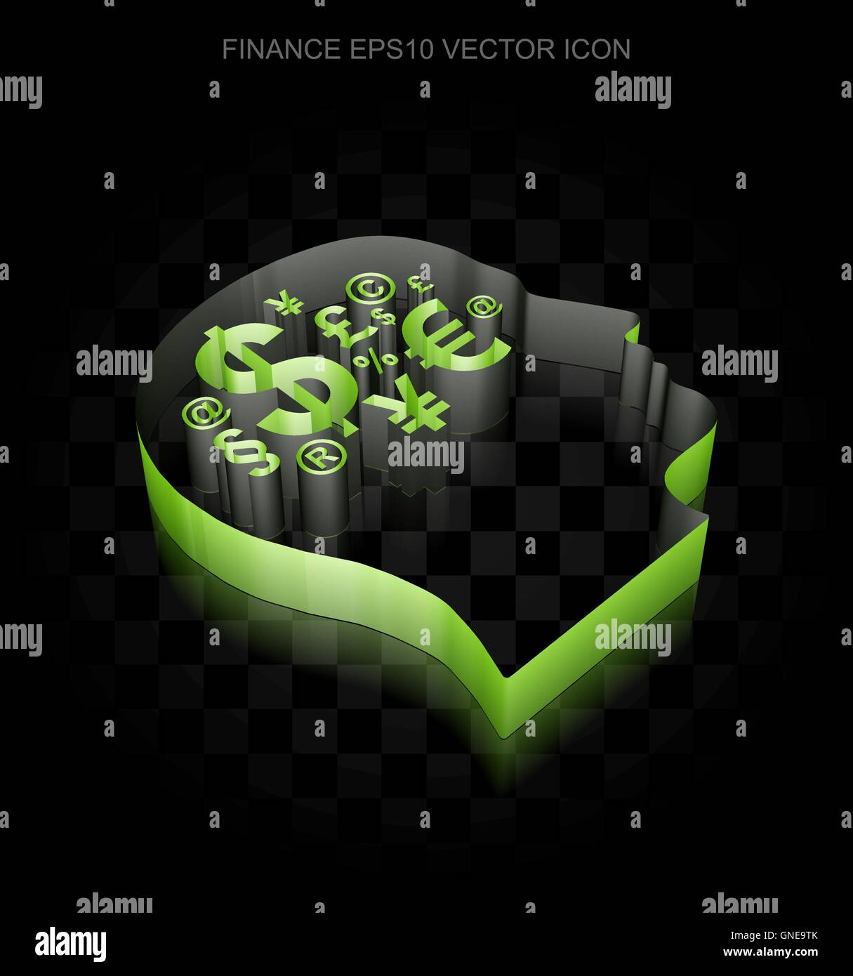 Finance icon: Green 3d Head With Finance Symbol made of paper ...