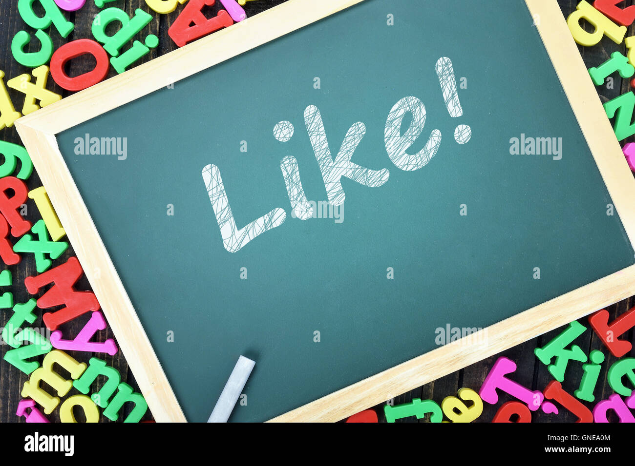 Like text on school board and magnetic letters Stock Photo - Alamy