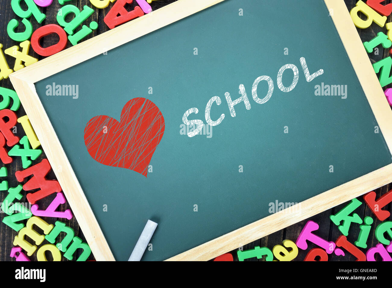 Love School text on school board and magnetic letters Stock Photo - Alamy