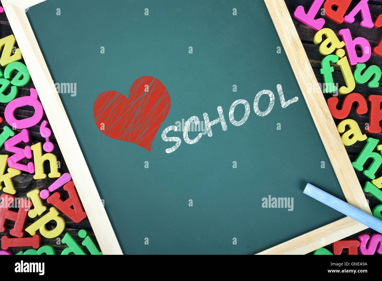 Love School text on school board and magnetic letters Stock Photo - Alamy