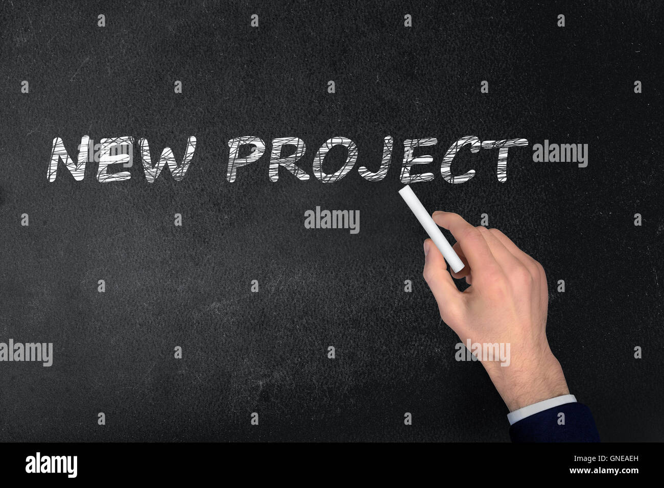 New Project text write on black board Stock Photo - Alamy