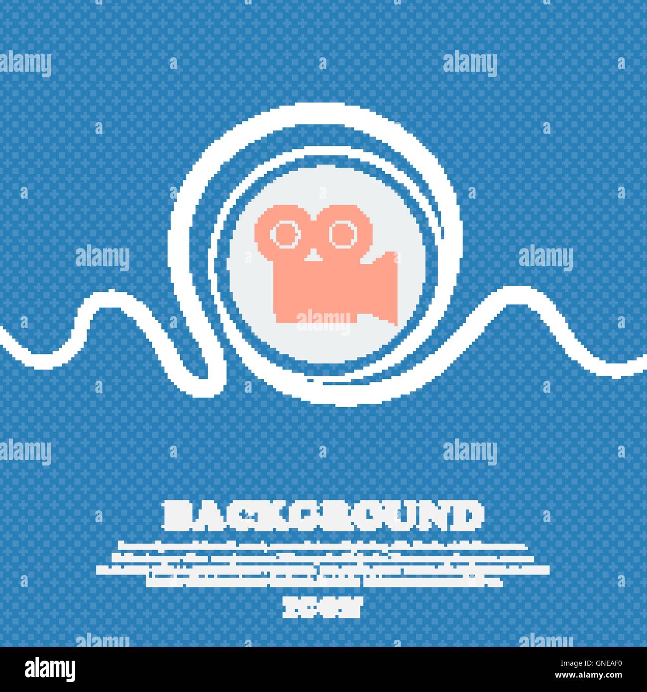 video camera sign icon. Blue and white abstract background flecked with ...