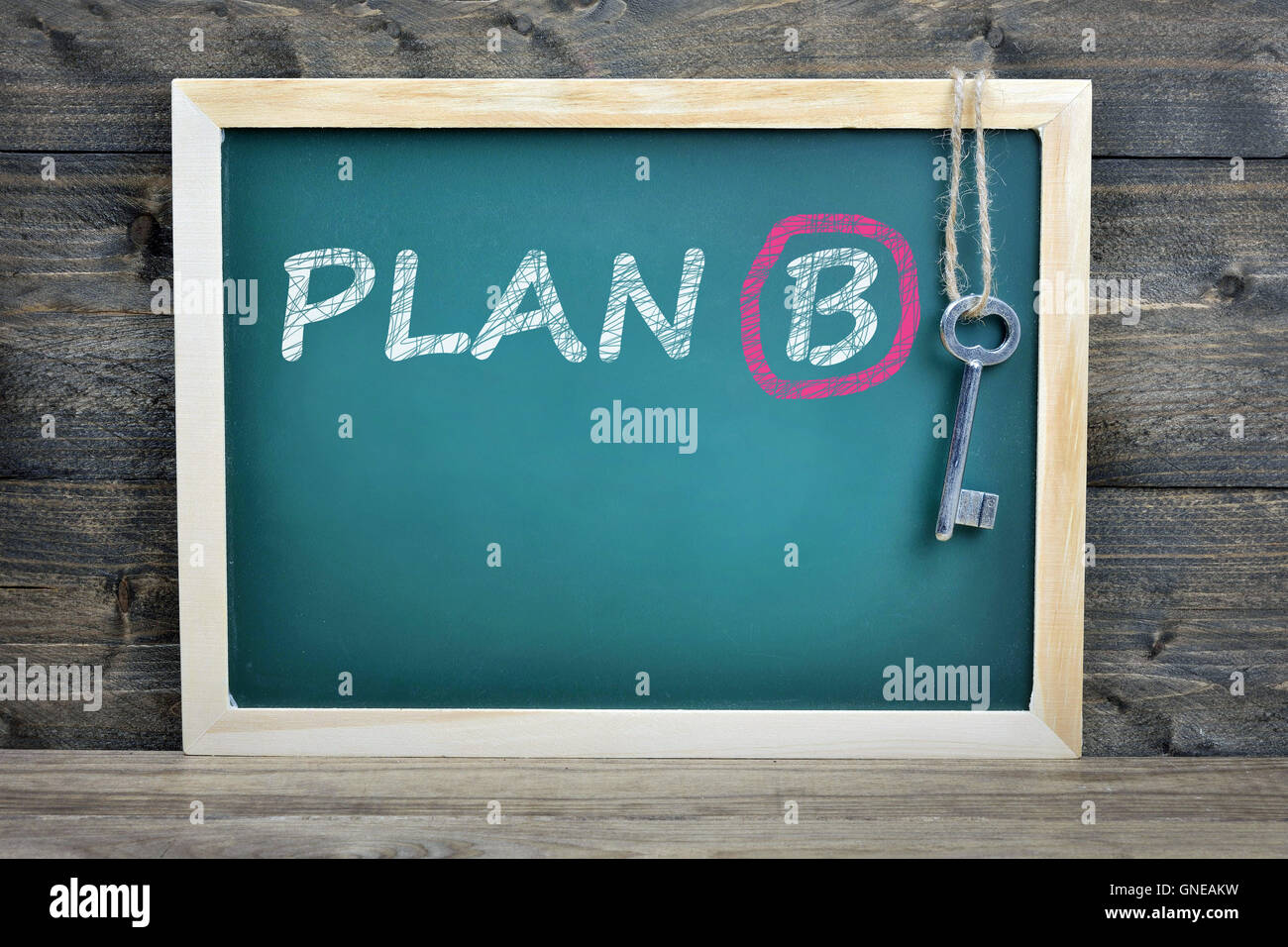 Plan B text on school board and old key Stock Photo - Alamy