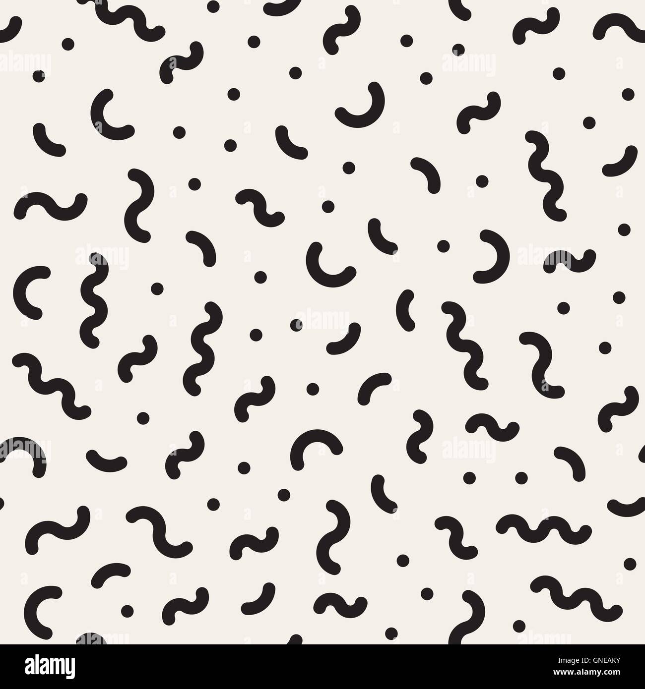 Vector Seamless Black And White Jumble Geometric Lines Memphis Pattern ...