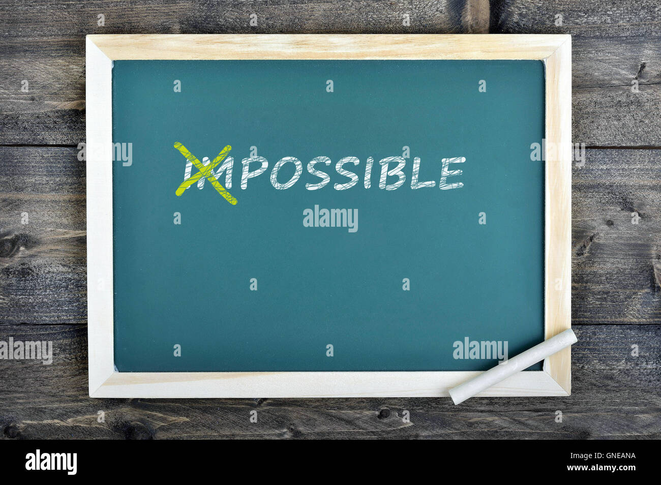 Possible text on school board and chalk on wooden table Stock Photo - Alamy